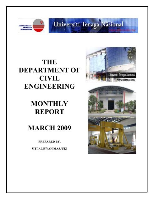 the department of civil engineering monthly report march 2009