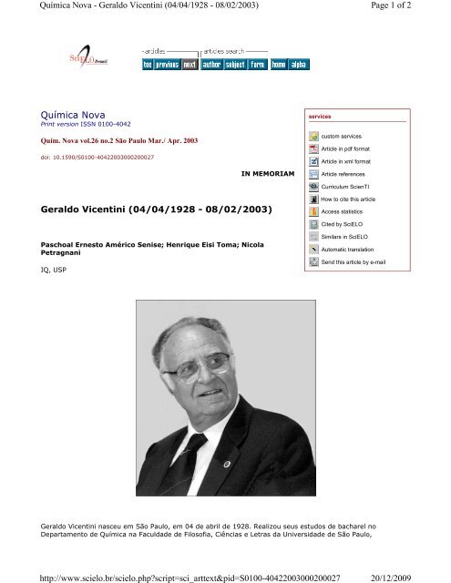 Química Nova - Geraldo Vicentini - Figueira da Glete