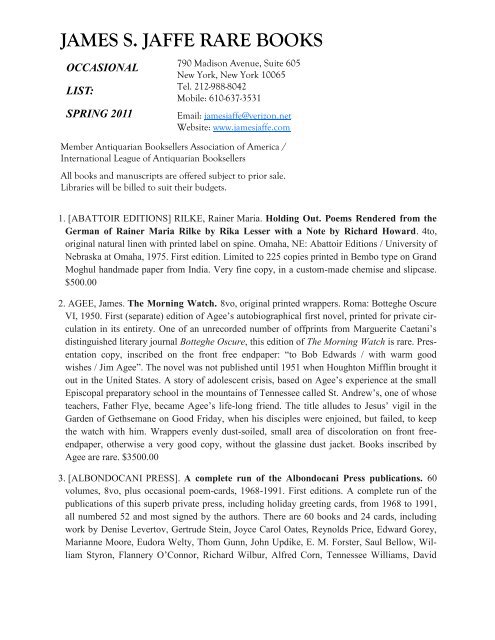 JAMES S. JAFFE RARE BOOKS