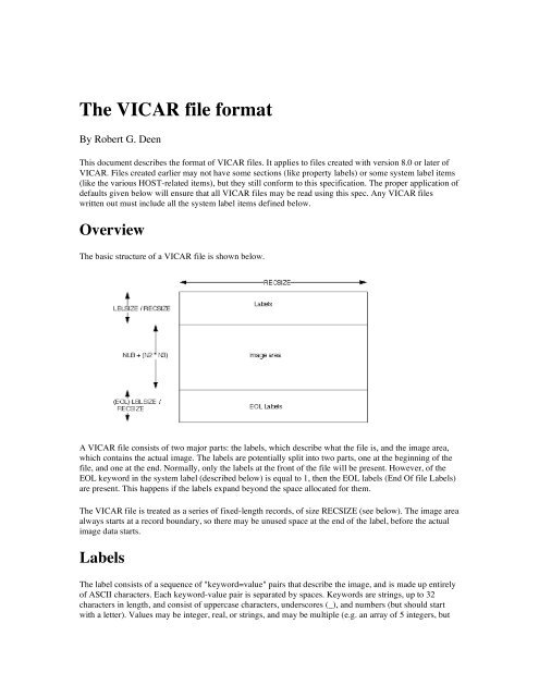 The VICAR file format - MIPL - Nasa