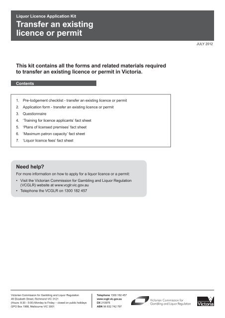 Transfer an existing licence or permit - VCGLR