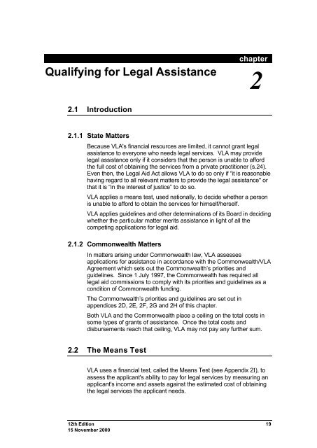 Qualifying for Legal Assistence - Victoria Legal Aid