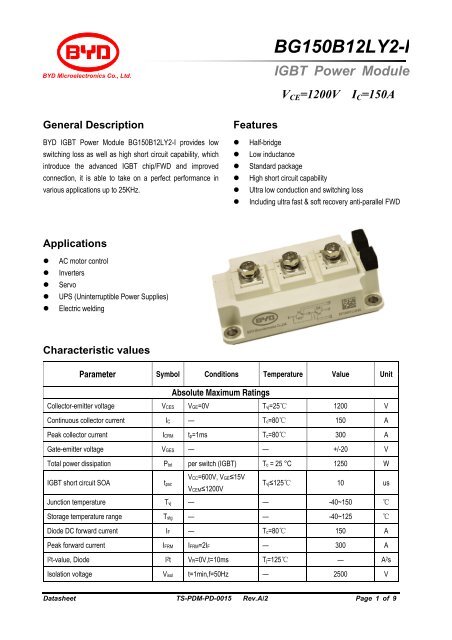 BG150B12LY2-I IGBT Power Module - BYD