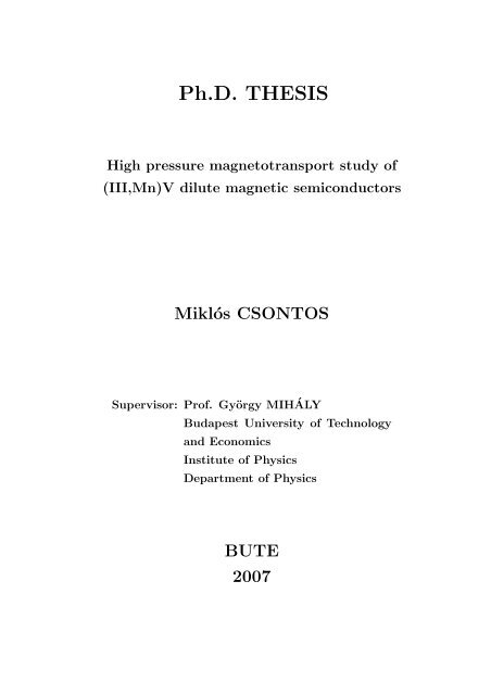 Ph.D. THESIS - Department of Physics