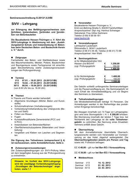 SIVV â Lehrgang - Lehrbauhof Lauterbach