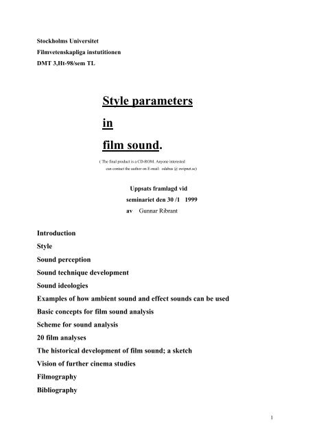 Style parameters in film sound.