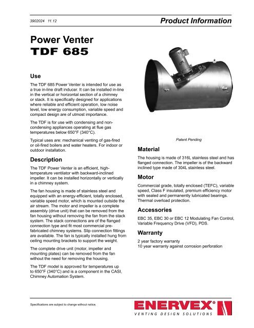 Power Venter TDF 685 - Enervex
