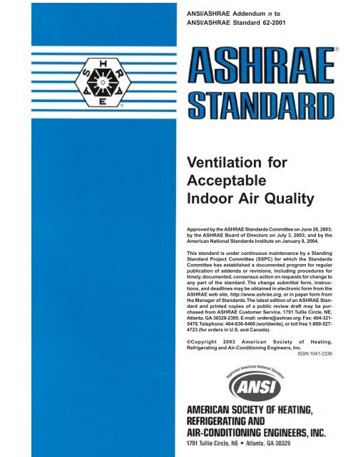 Ventilation for Acceptable Indoor Air Quality - ashrae