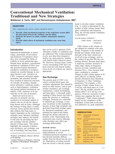 Conventional Mechanical Ventilation: Traditional and ... - medStation