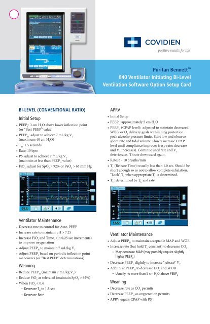 Puritan Bennett™ 840 ventilator initiating Bi-Level ... - Covidien