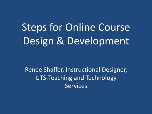 Steps for Online Course Design & Development