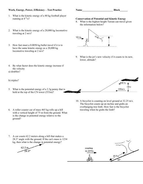 Kinetic Potential Energy Worksheet Worksheet+ +Energy