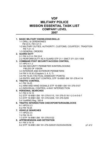 Mission Essential Task List (METL) Development - US Army Manuals