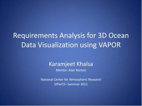Requirements Analysis for 3D Ocean Data Visualization using VAPOR