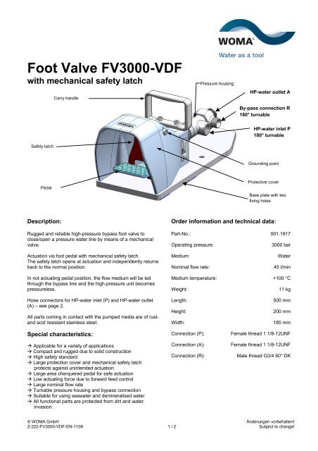 Foot Valve FV3000-VDF - WOMA