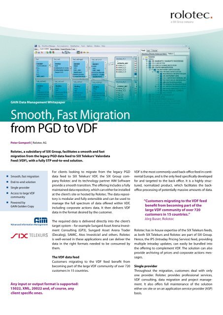 Smooth, Fast Migration from PGD to VDF - AIM Software