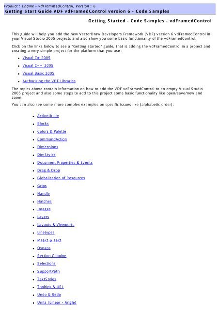 Getting Start Guide VDF vdFramedControl version 6 - VectorDraw ...