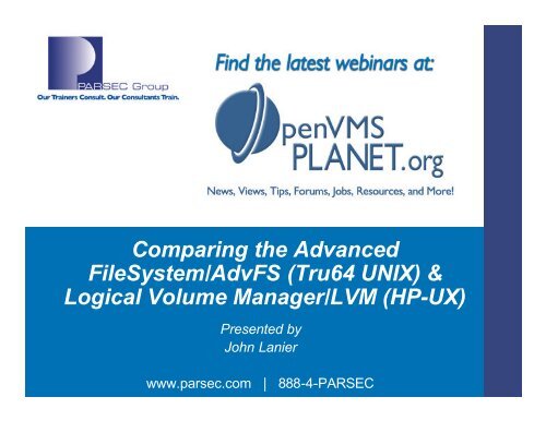 Comparing the Advanced FileSystem/AdvFS ... - PARSEC Group