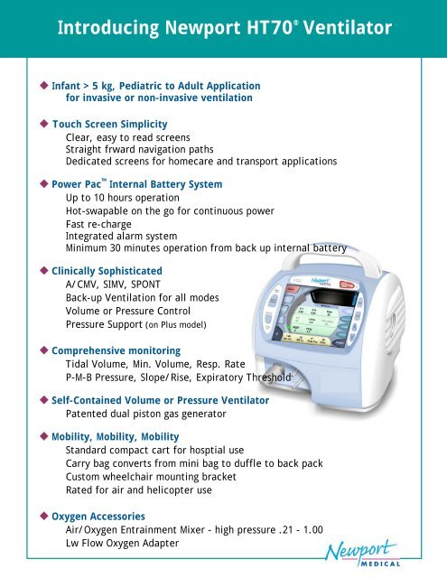 Introducing Newport HT70® Ventilator - medicare technics