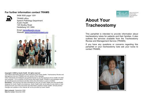 About Your Tracheostomy - TRAMS Austin Health