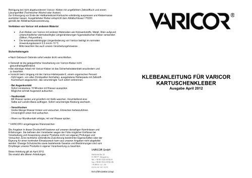 Kartuschenkleber - Varicor