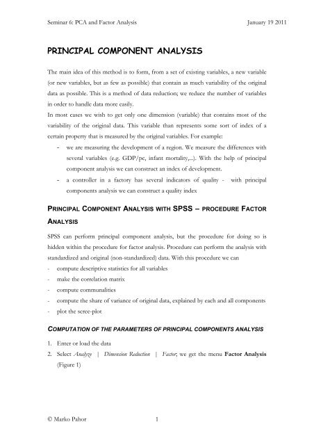 PRINCIPAL COMPONENT ANALYSIS