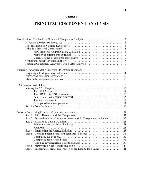 PRINCIPAL COMPONENT ANALYSIS - SAS
