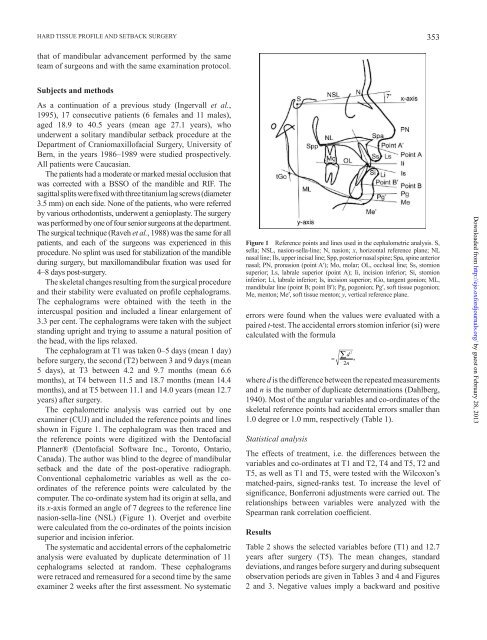 HARD TISSUE PROFILE AND S