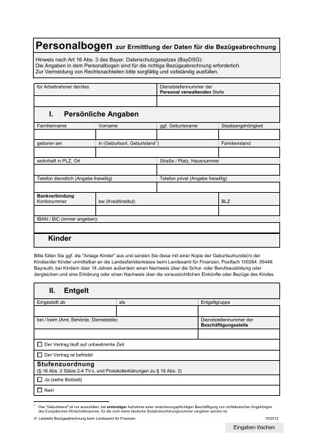 PDF: Personalbogen TV-L - Landesamt für Finanzen