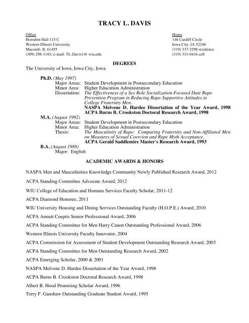 TRACY L. DAVIS - Western Illinois University