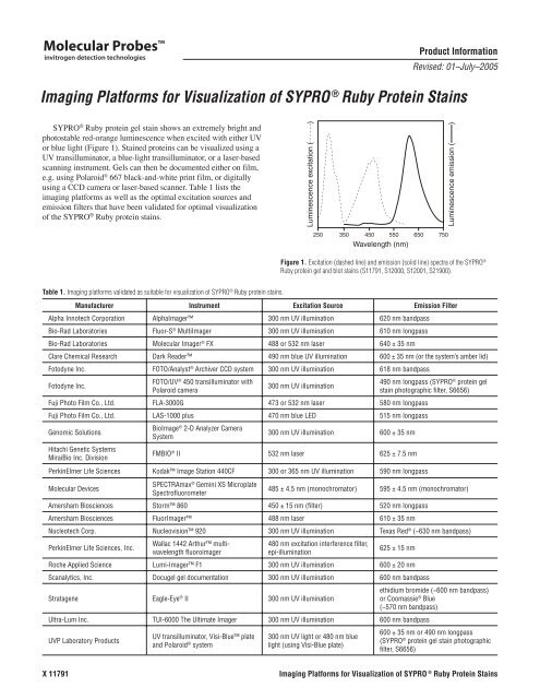 SYPRO® Ruby imaging platforms - Invitrogen
