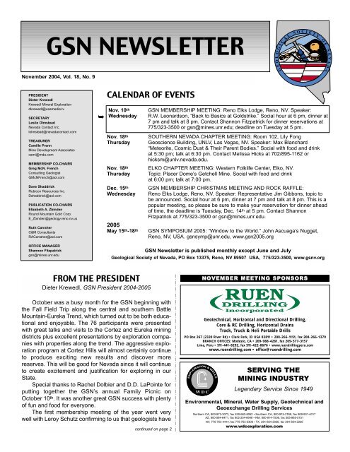 GSN Newsletter - the Geological Society of Nevada