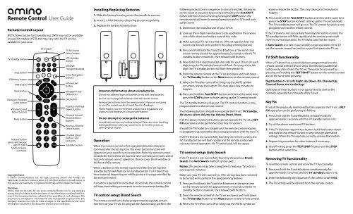Remote Control User Guide - HickoryTech