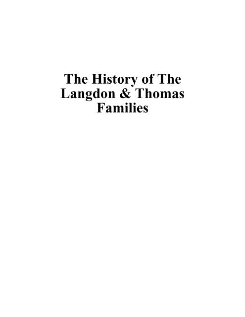 History Of The Langdon & Thomas Families - HOME