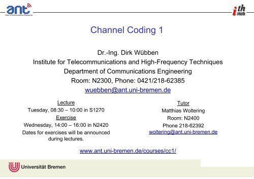 Channel Coding 1 - Communications Engineering