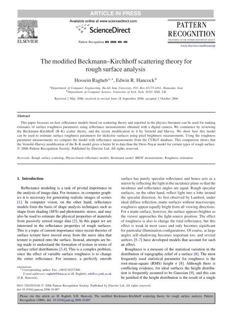 The modified Beckmann–Kirchhoff scattering theory for rough ...