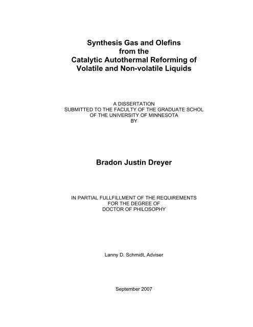 Synthesis Gas And Olefins From The Catalytic Autothermal Reforming