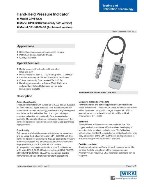 Hand-Held Pressure Indicator Model CPH 6200-S2 2 ... - Wika