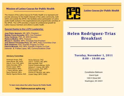 Helen Rodriguez-Trias Breakfast - Latino Caucus for Public Health