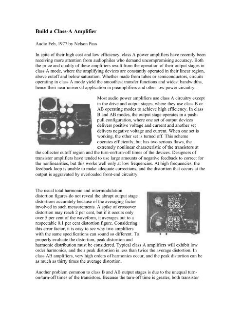 Build a Class-A Amplifier - Pass DIY