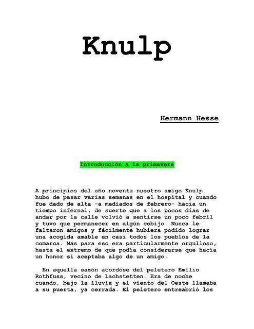 Knulp Hermann Hesse - GutenScape.com