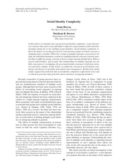 Social Identity Complexity