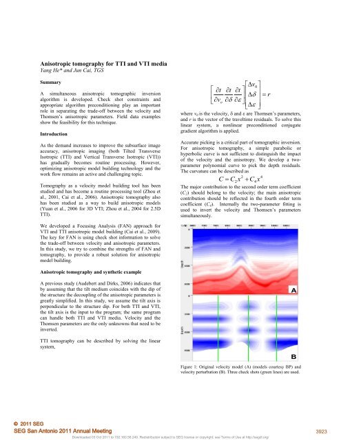 Anisotropic tomography for TTI and VTI media - TGS