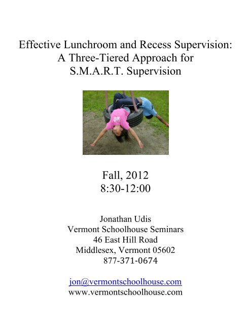 Effective Lunchroom and Recess Supervision: A Three-Tiered ...