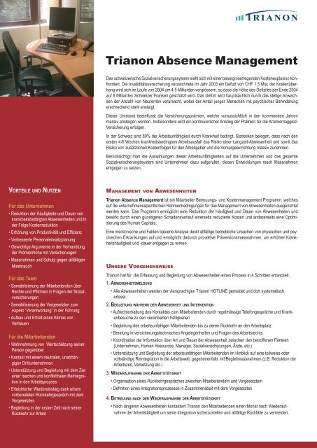 Absence Management Program - trianon.ch