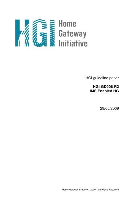 IMS Enabled HG - Home Gateway Initiative