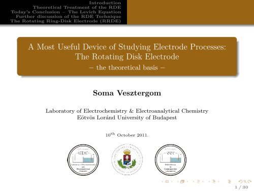 The Rotating Disk Electrode - Laboratory of Electrochemistry and ...