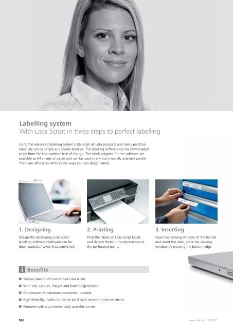 Labelling system With Lista Script in three steps to perfect labelling
