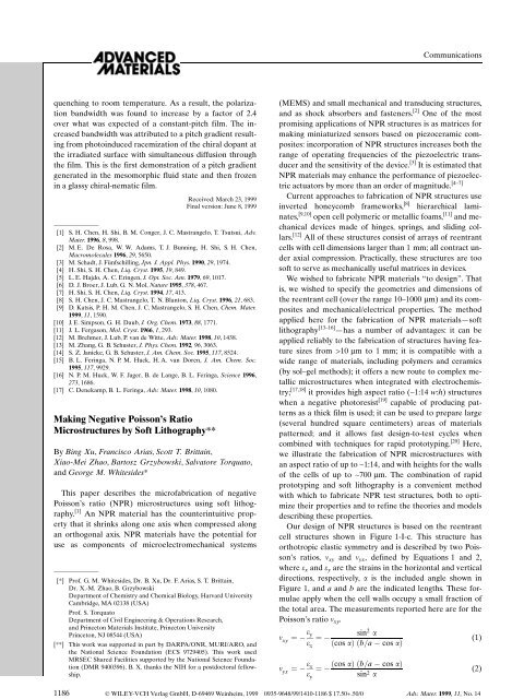 Making Negative Poisson's Ratio Microstructures by Soft Lithography**