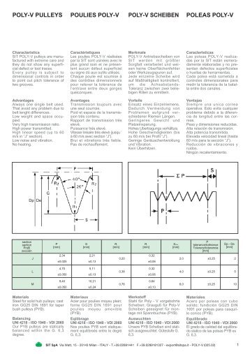 poly-v pulleys poulies poly-v poly-v scheiben poleas ... - SIT (Schweiz)